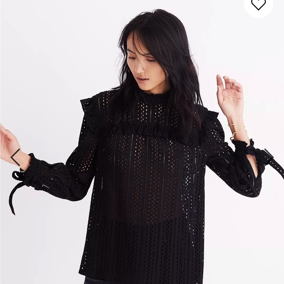 Madewell | Tops | Madewell Eyelet Mock Neck Ruffle Top | Poshmark